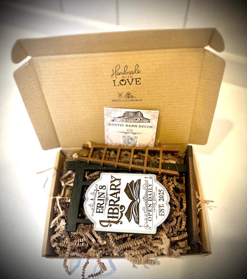 Personalized Library Sign, Mini Wooden Signpost With Ladder Library ...