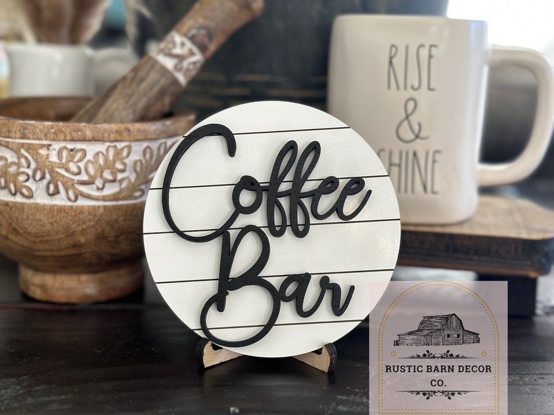 Coffee Bar Sign , Rustic Small Coffee Signs, Round Coffee Signs ...