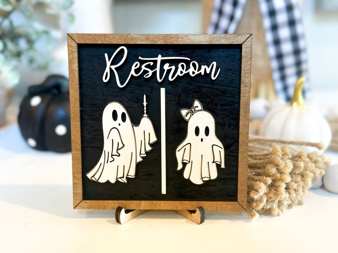 Halloween Bathroom Decor Restroom Sign Horror Farmhouse Sign Rustic ...