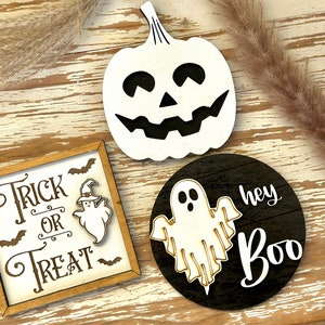 Halloween Tiered Tray Decor | Ghost Decor | Hey Boo Sign | Trick or ...