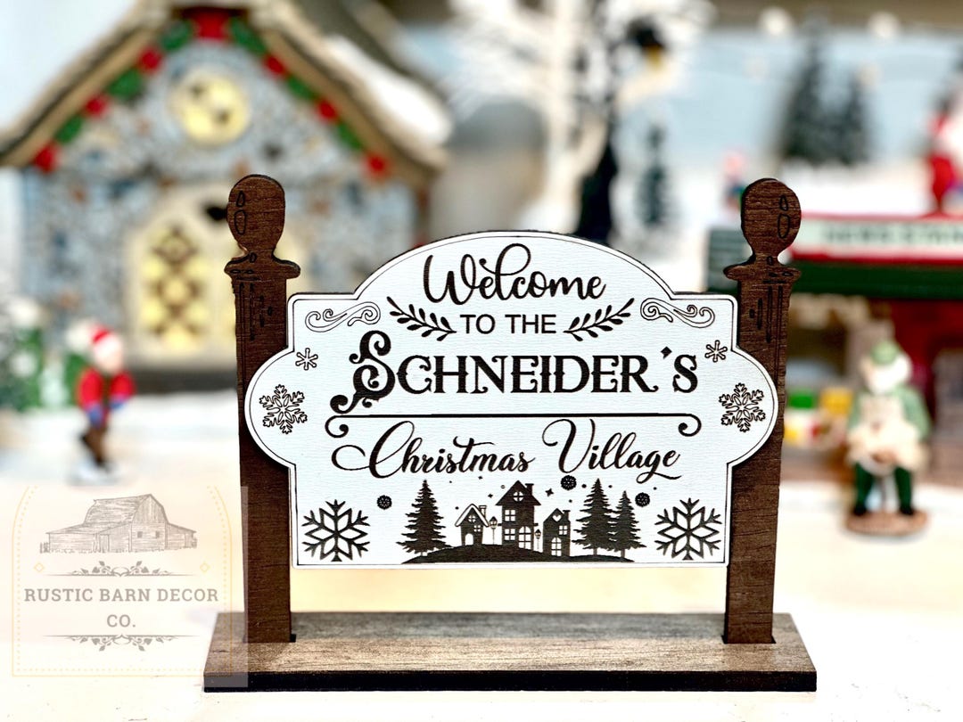 Personalized Christmas Village Sign, Welcome to Our Village Wooden ...