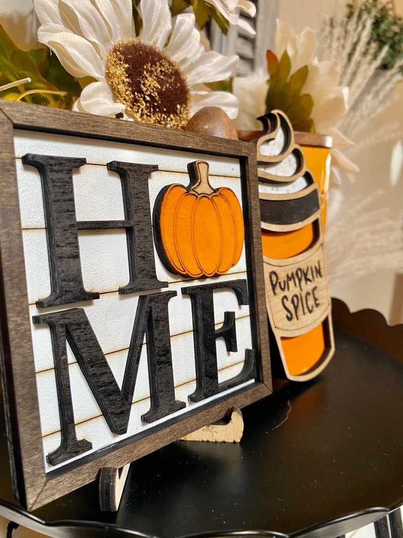 Fall Tiered Tray Decor | Fall Home Shiplap Sign | Hello Fall Mini Round ...