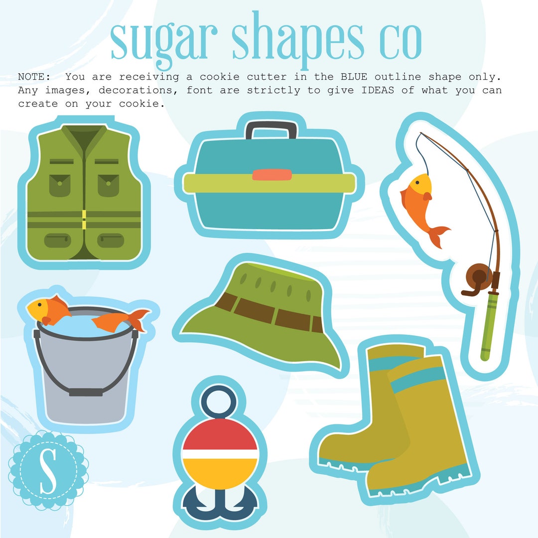 Fishing Cookie Cutters. Set or Individual Cutters, Fondant Cutter, Clay ...