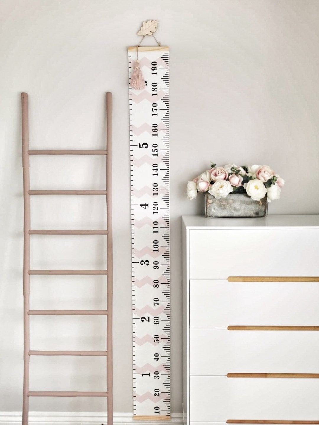 Height Chart Pink Nursery Playroom Kids Room Decor Childrens Birthday ...