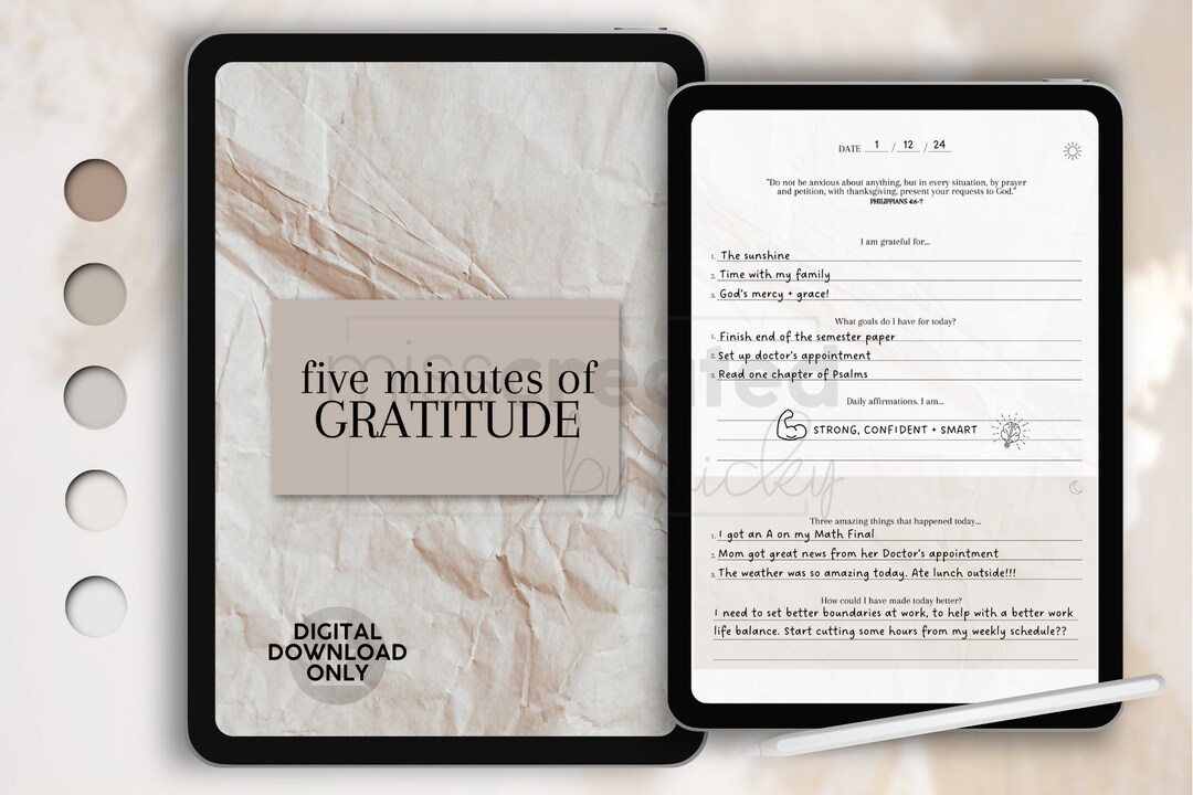 Five Minutes of Gratitude A Daily Reflection Journal, Goodnotes ...