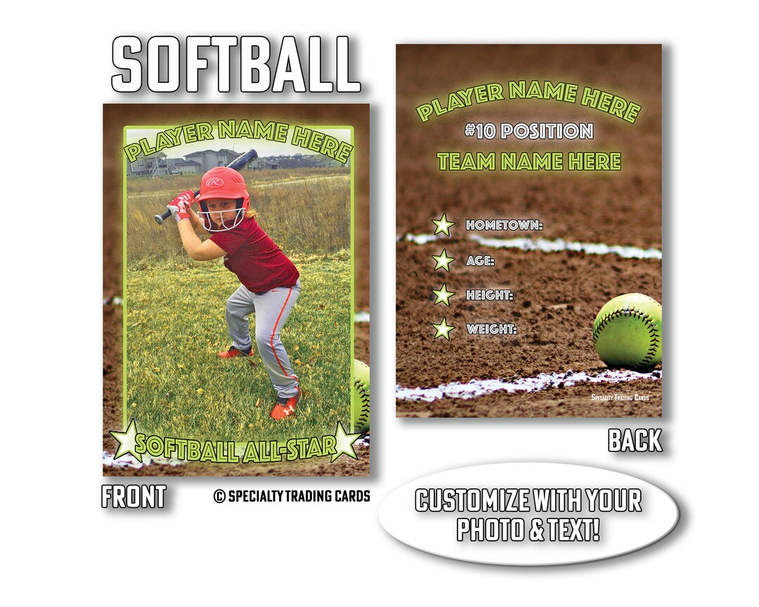 Softball Trading Card • Custom Printed Trading Card • Personalized ...