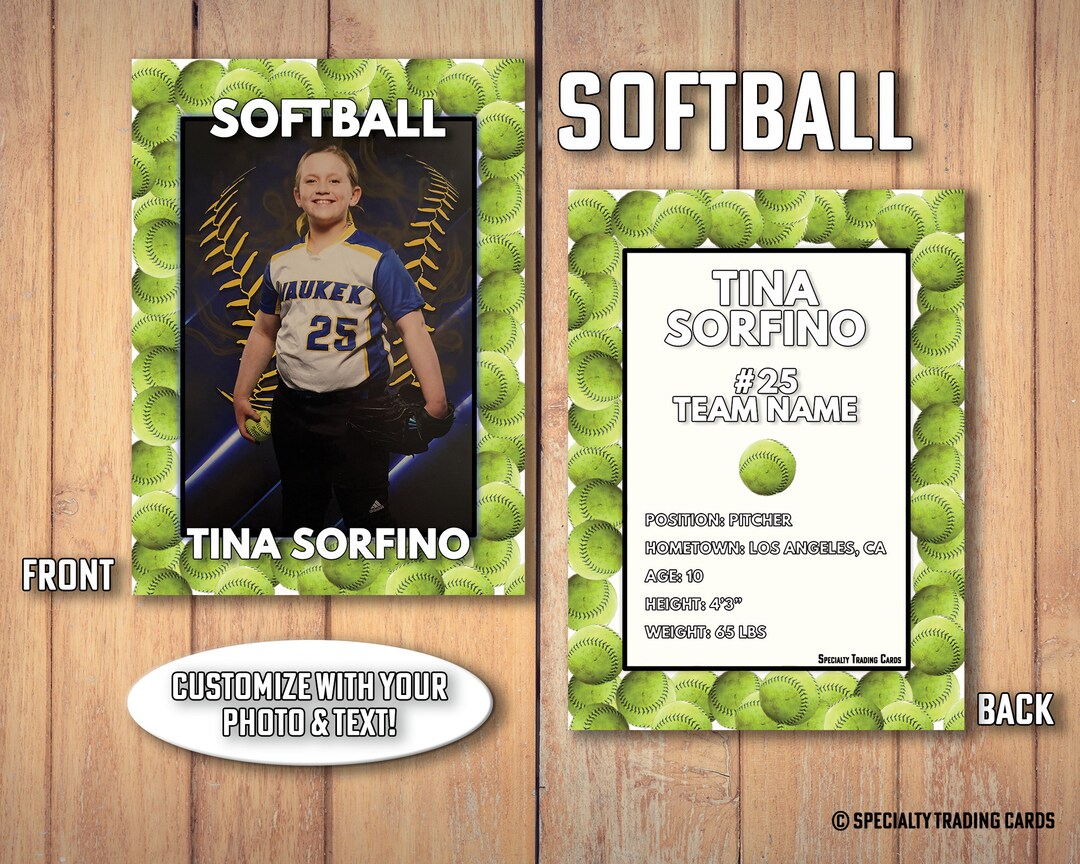 Softball Trading Card • Custom Printed Trading Card • Personalized ...