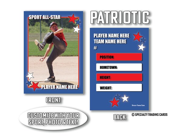 Patriotic Theme Trading Card Custom Printed Trading Card | Etsy