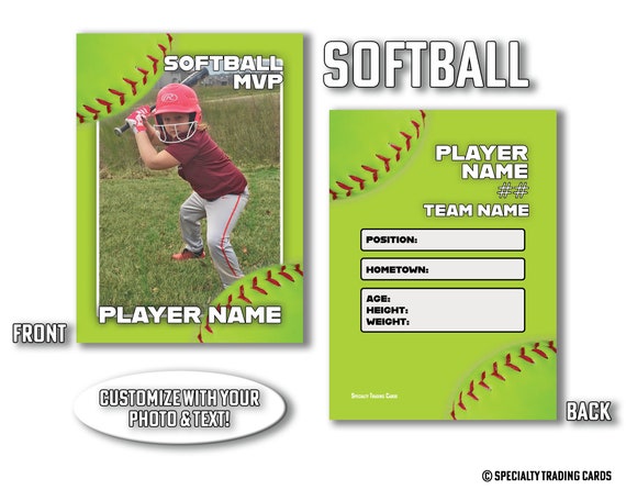 Softball Trading Card Custom Printed Trading Card - Etsy
