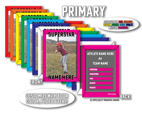 Primary Color Trading Card Custom Printed Trading Card - Etsy