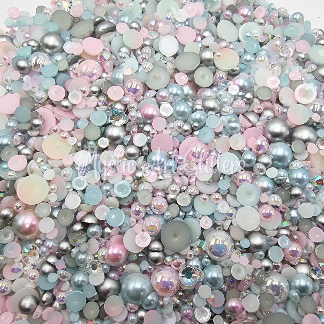 Pearl & Resin Rhinestones - Subtle Pastel Mix | Flatback Transparent AB ...