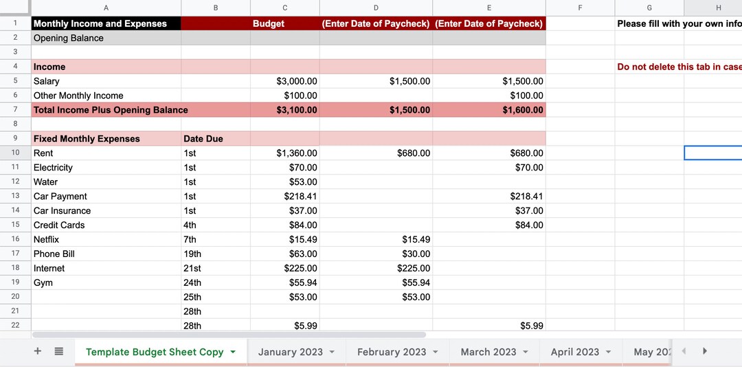 Maroon and Gray Budget Template - Etsy