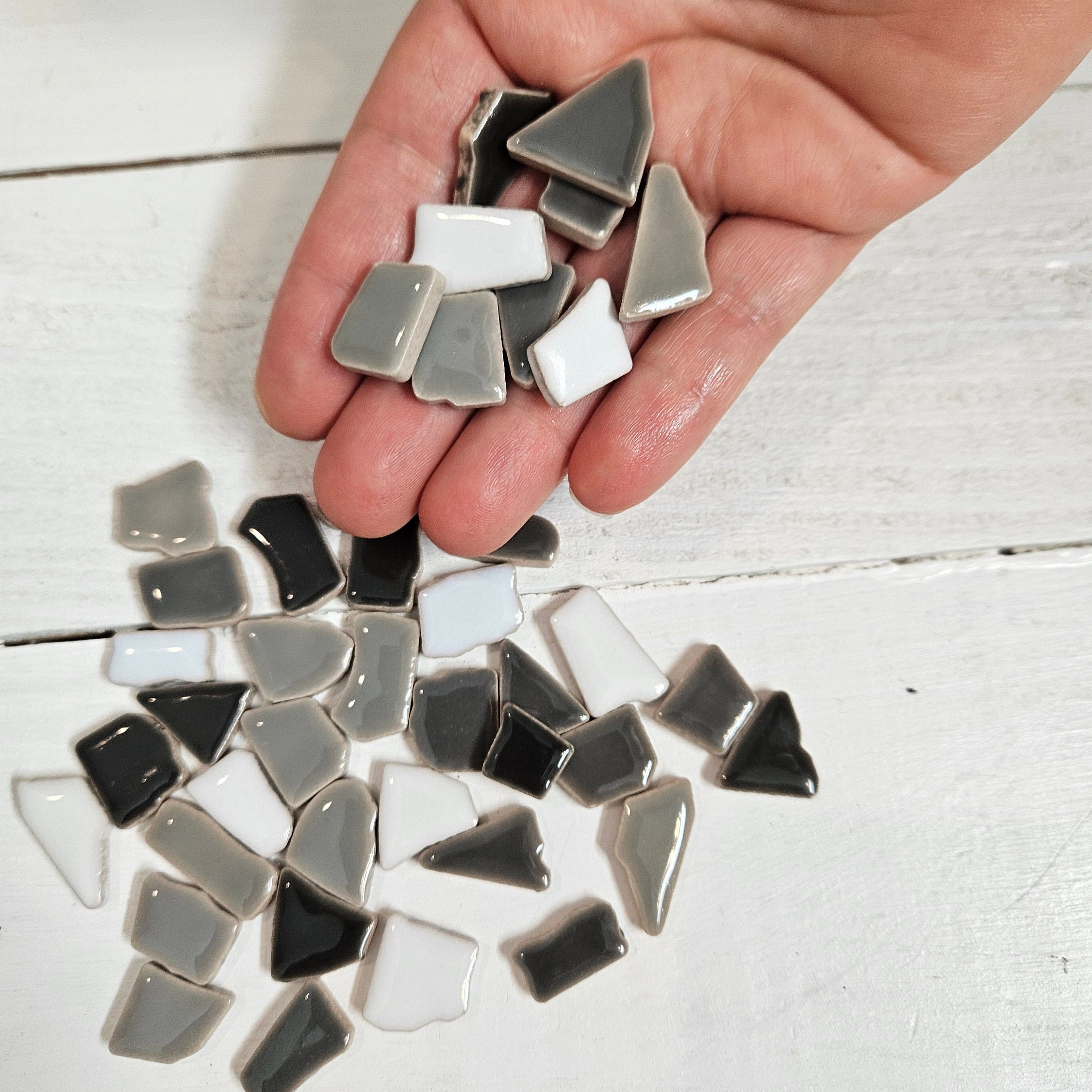 40 Pcs Glazed Ceramic Jigsaw Puzzle Irregular Shaped Mosaic Tiles ...