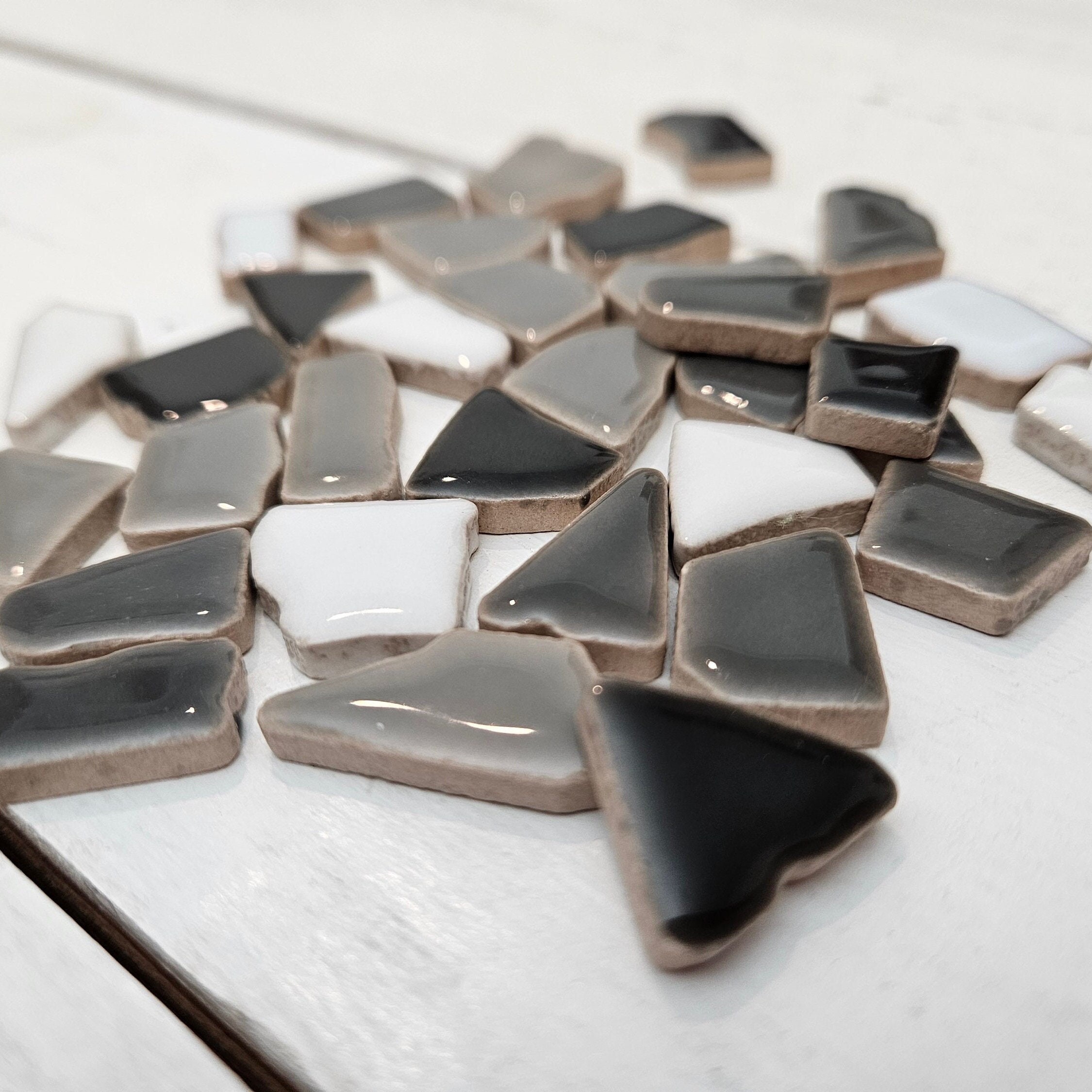 40 Pcs Glazed Ceramic Jigsaw Puzzle Irregular Shaped Mosaic Tiles ...