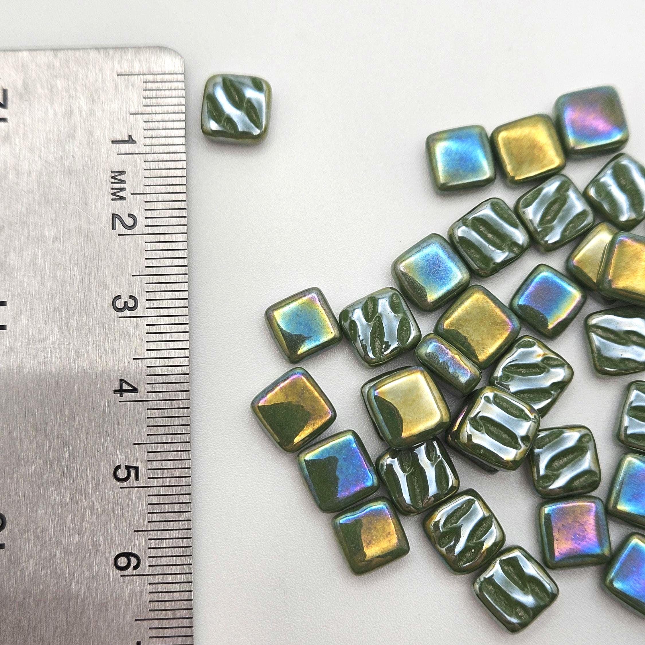 100 Iridescent 8mm Glass Mosaic Tiles, Mini Square Tiles, Tiny Ottoman ...