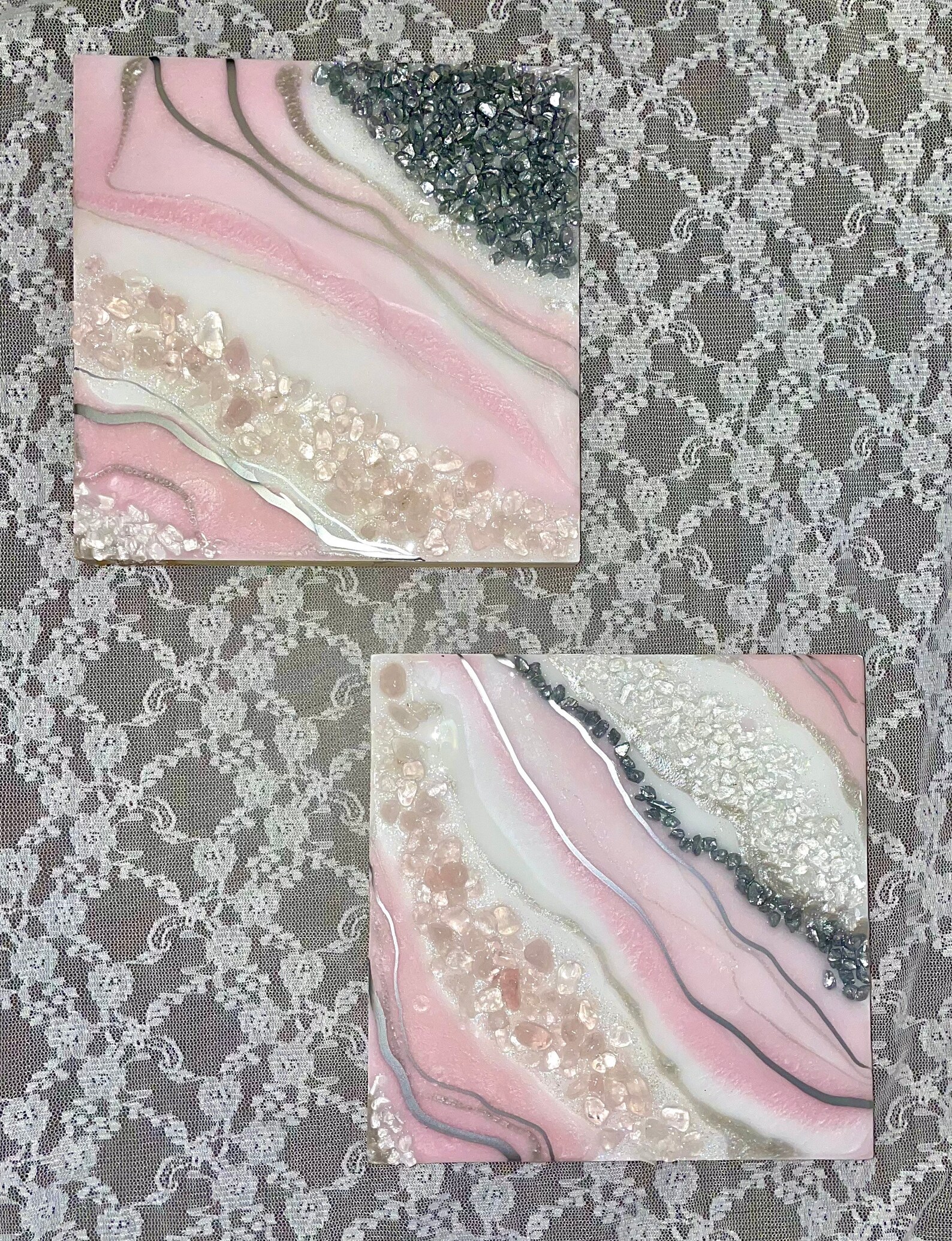 Geode Pink Modern Wall Art Glam Rocks Stones Glass - Etsy