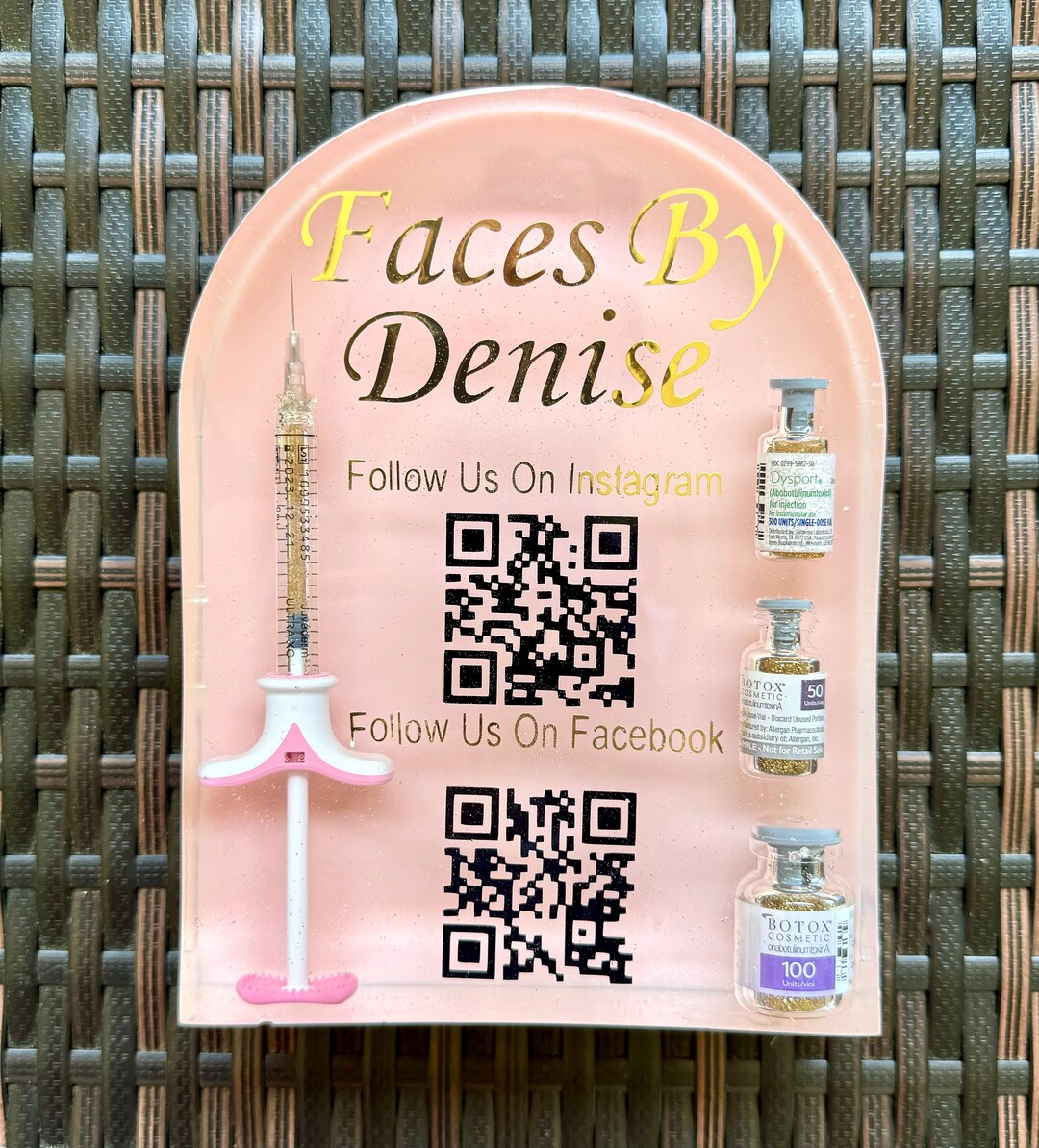 Business Display, Med Spa, Arched QR Code Social Media Sign Scannable ...