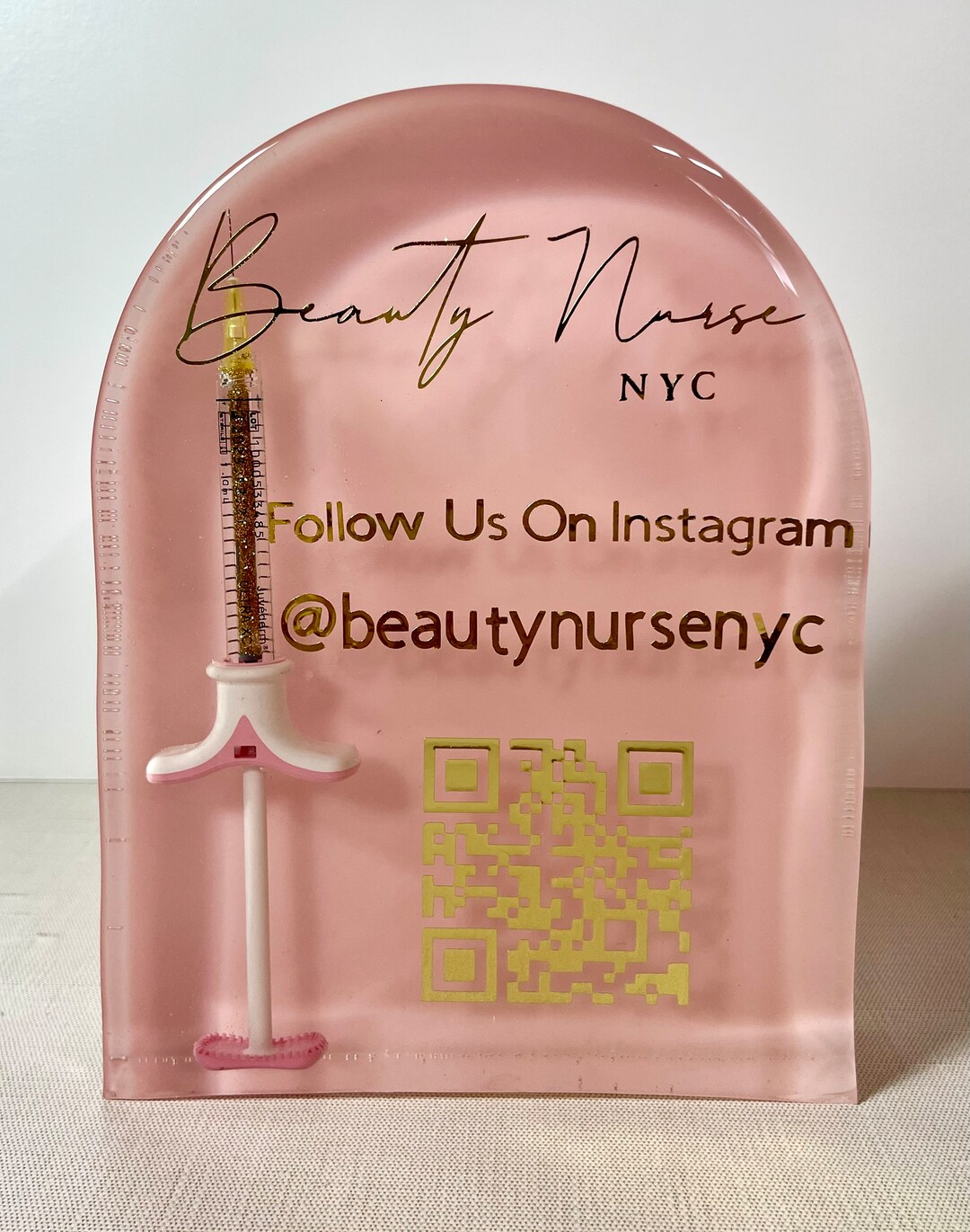 Business Display, Med Spa, Arched QR Code Social Media Sign Scannable ...