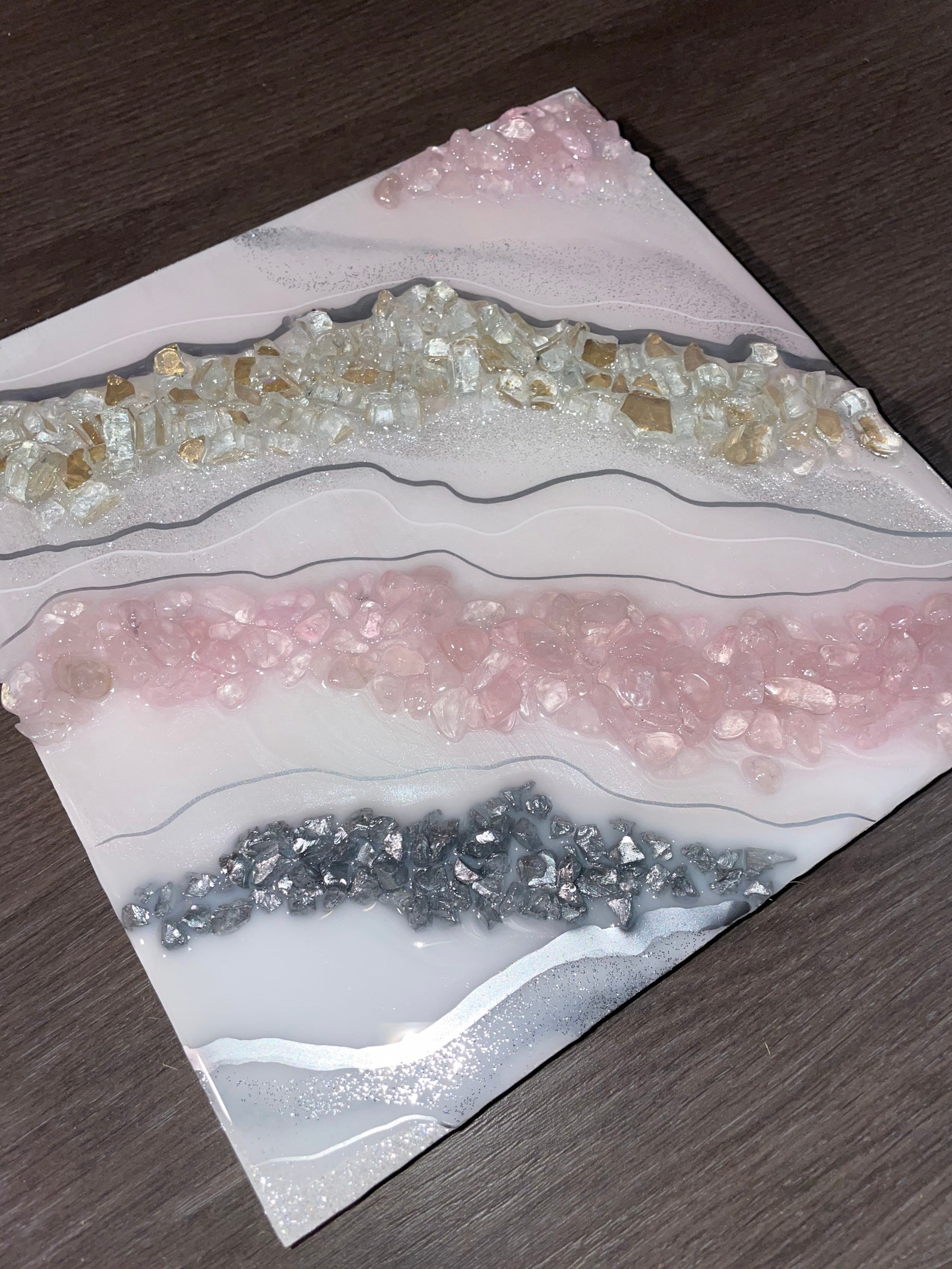 Geode Pink Modern Wall Art Glam Rocks Stones Glass | Etsy