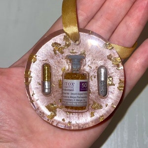 Botox Ornament, Christmas, Black, Gold, Holiday Nurse Gift, Glitter ...