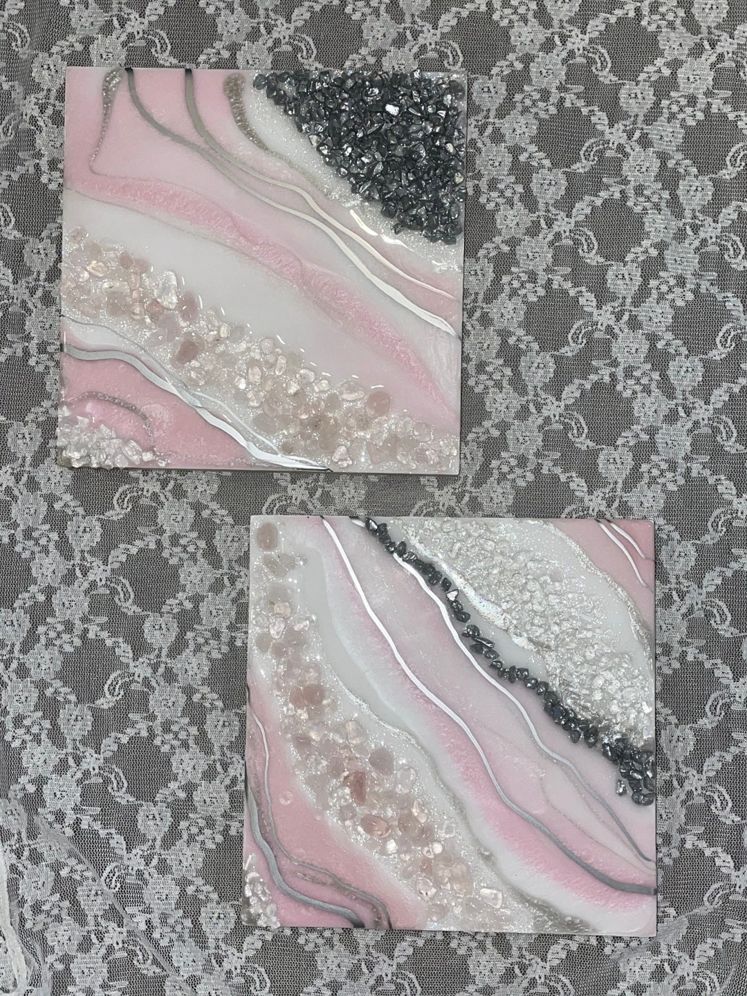 Geode, Pink, Modern, Wall Art, Glam, Rocks, Stones, Glass, Resin Art ...