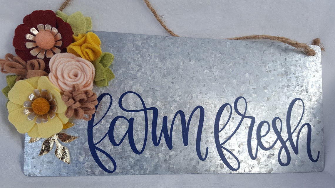Farmhouse farm Fresh Galvanized Metal Sign - Etsy