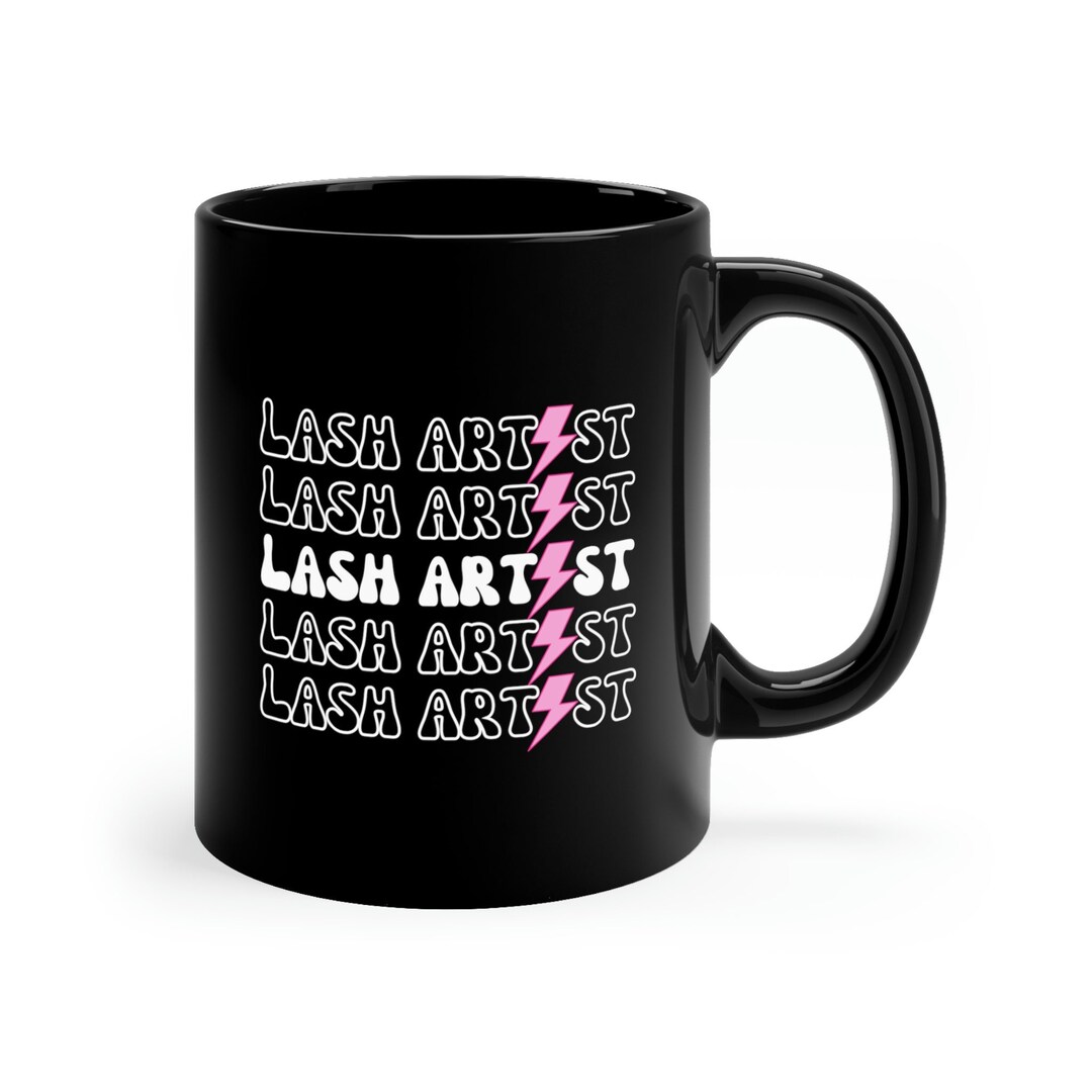 Lash Artist Pink Lightning Bolt, Aesthetician 11oz Black Mug - Etsy