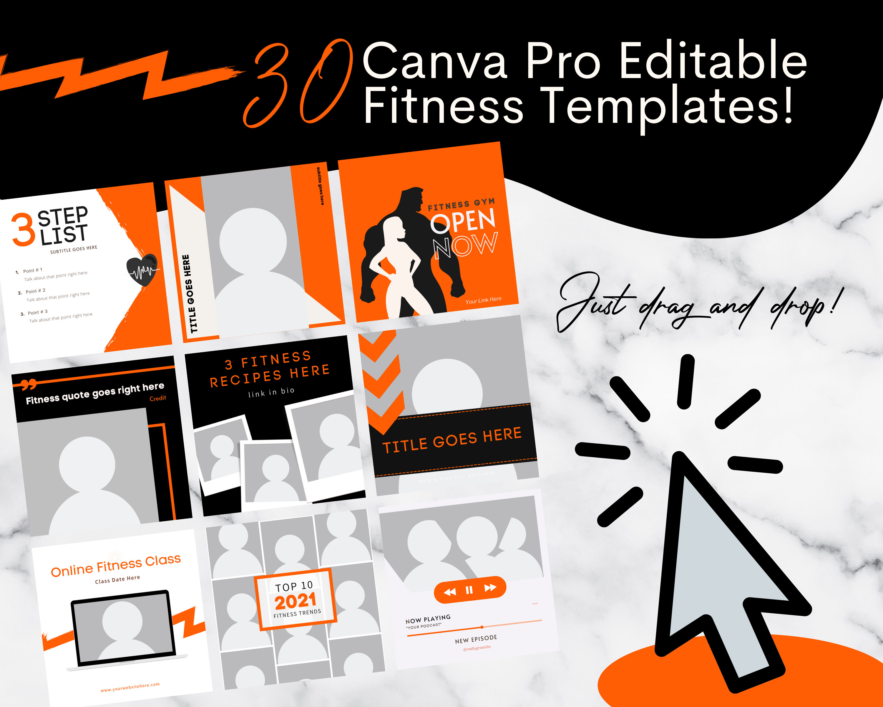 Online CANVA Fitness Templates - for Social Media Marketing. Perfect ...
