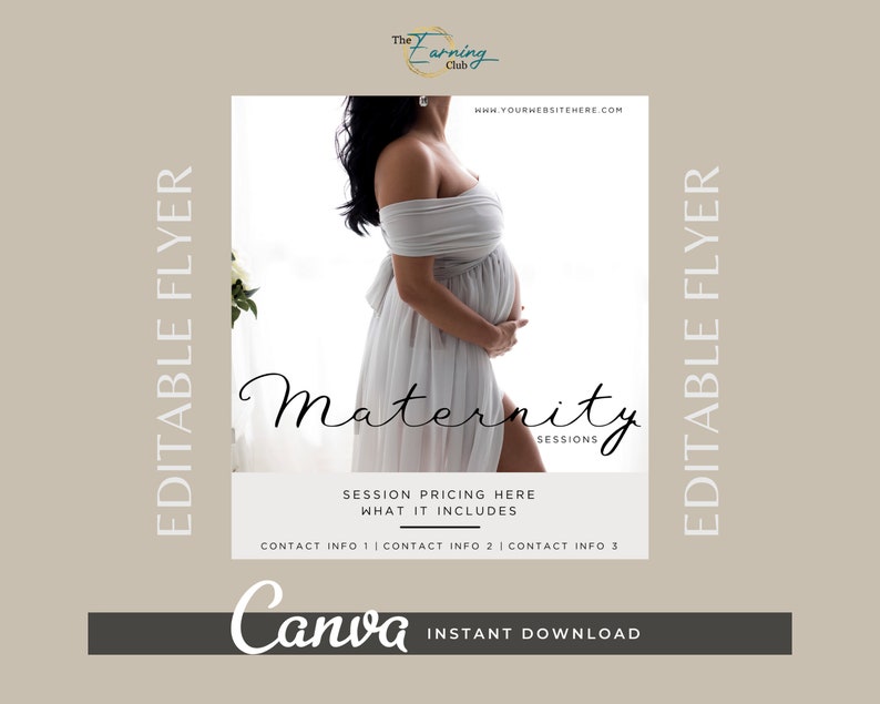 Elegant Maternity Session Flyer Template | Photography Template | Canva ...