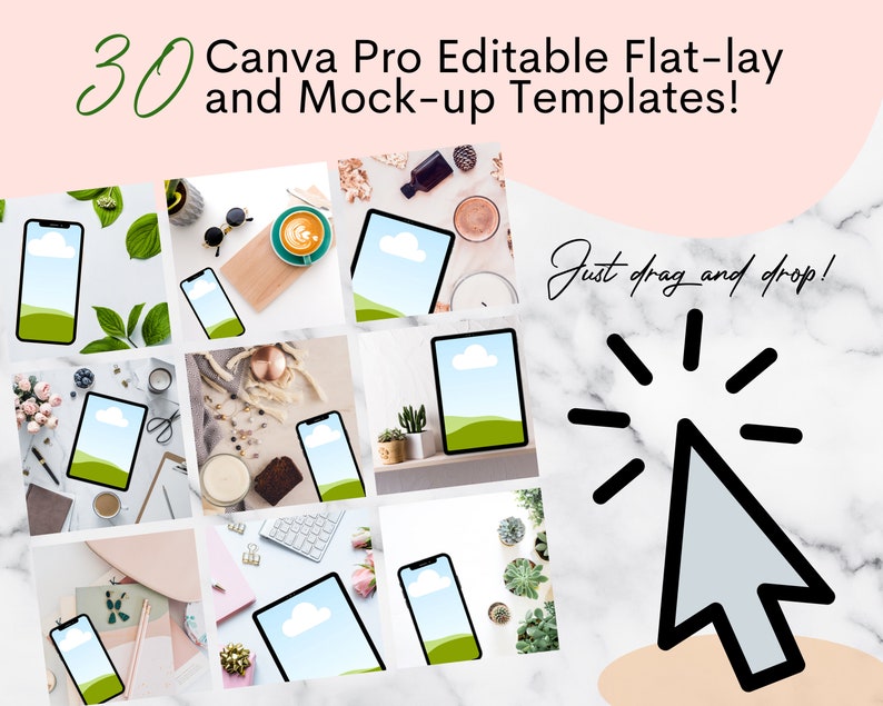CANVA Editable Flat-lay and Mock-up Templates - Drag and Drop Flat-lay ...