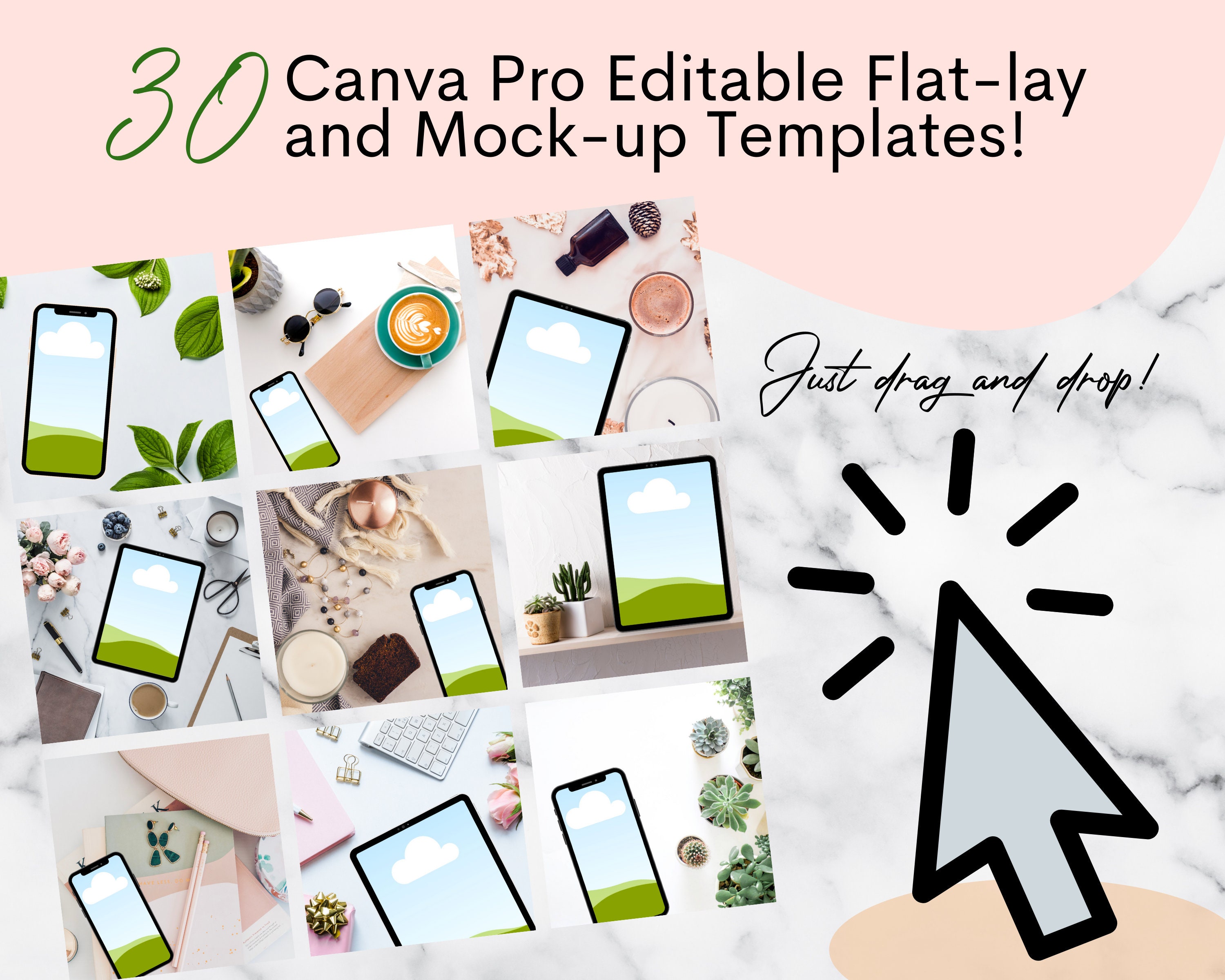 CANVA Editable Flat-lay and Mock-up Templates - Drag and Drop Flat-lay ...