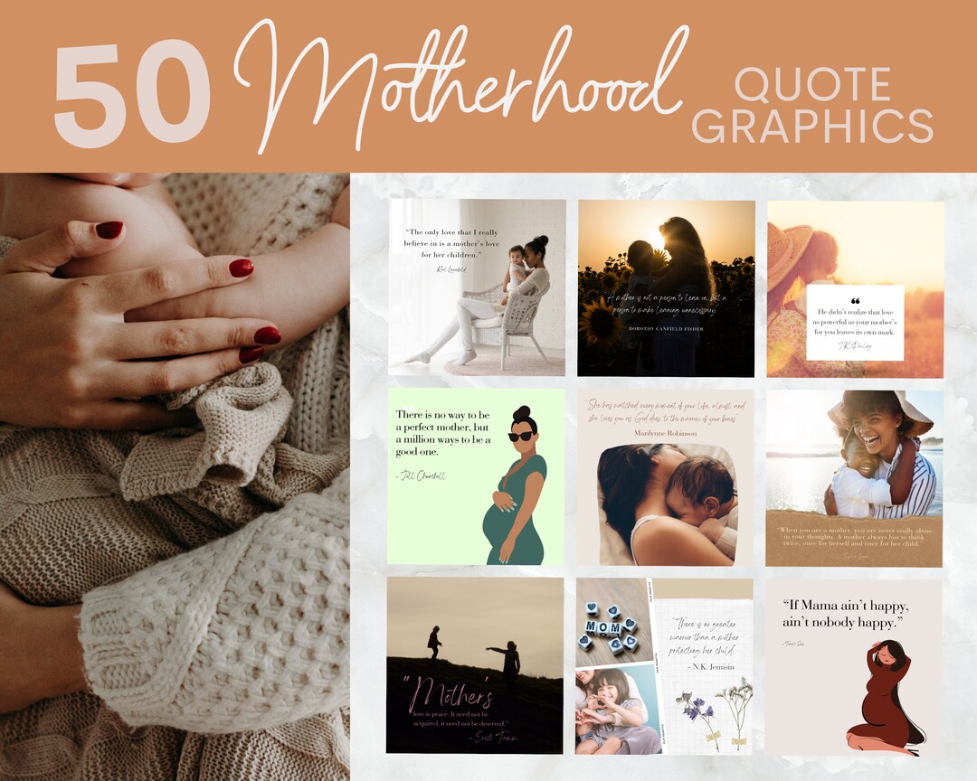 50 Motherhood Quotes Social Media Graphics. Perfect for New Moms ...