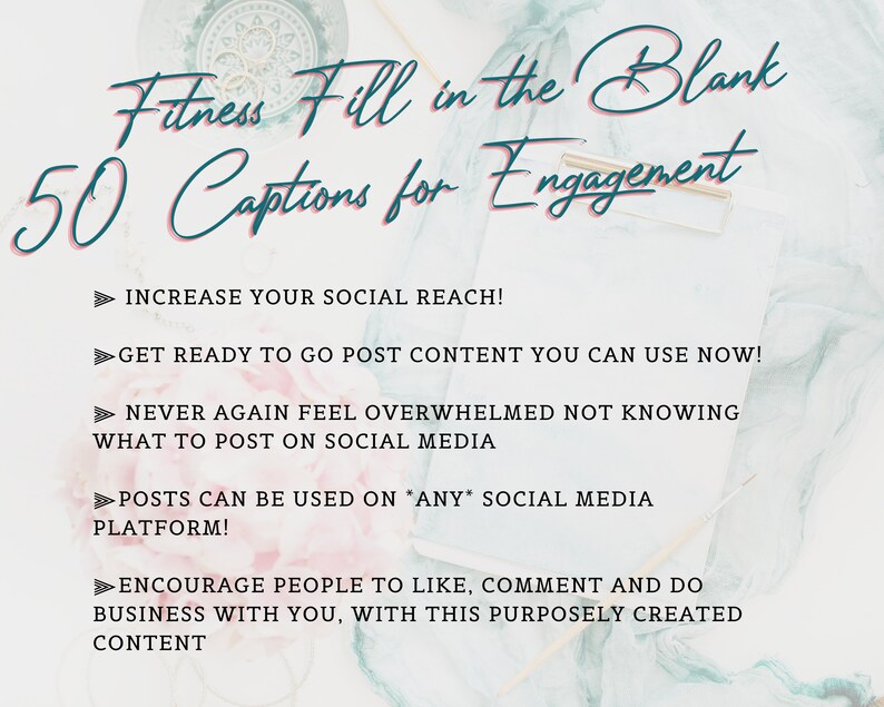 50 Fitness Fill in the Blank Captions for Engagement Done for - Etsy