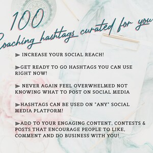 100 Coaching Hashtags to Increase Your Reach - Etsy