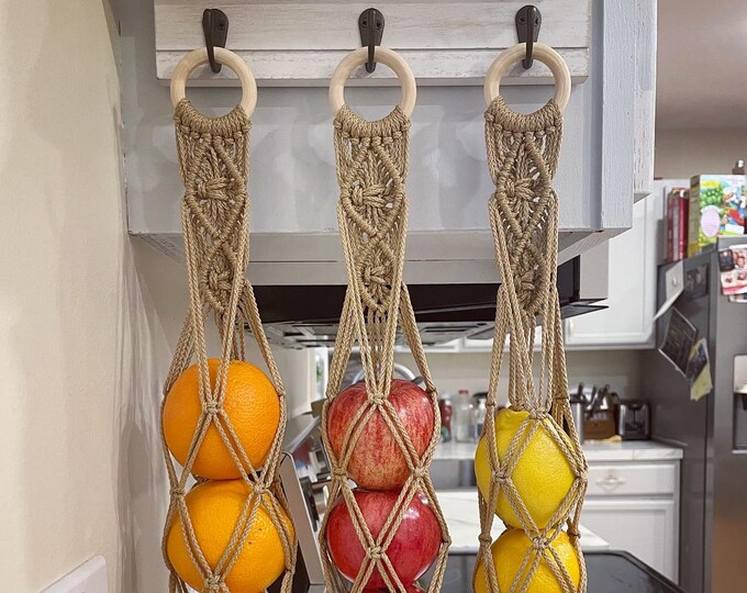 MACRAME PRODUCE SLEEVE Fruit Hanger Macrame Garlic Stocking - Etsy