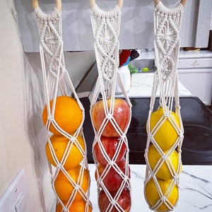 MACRAME PRODUCE SLEEVE, Fruit Hanger, Macrame Garlic Stocking, Hanging ...