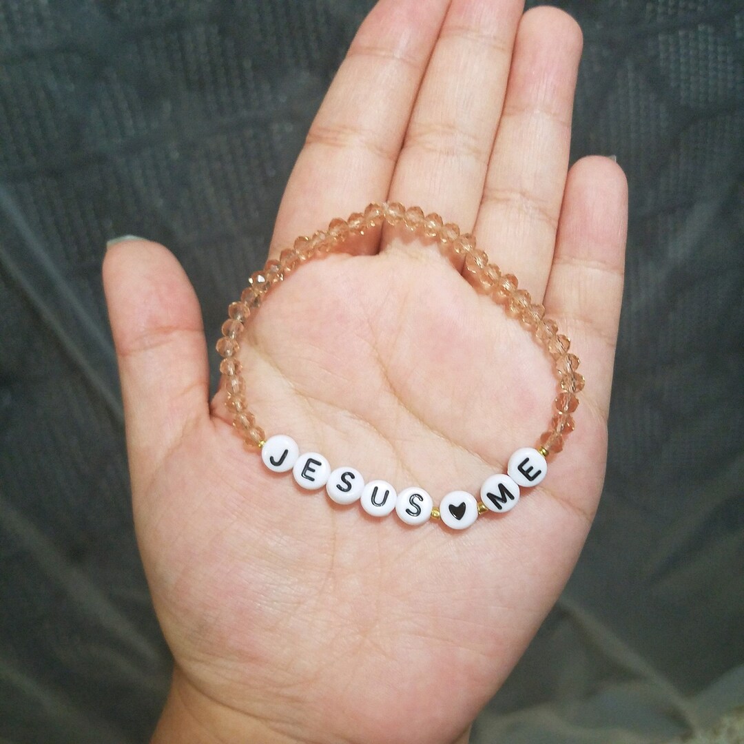 Jesus Loves Me Bracelet (champagne) | Beaded Bracelet | Christian - Etsy