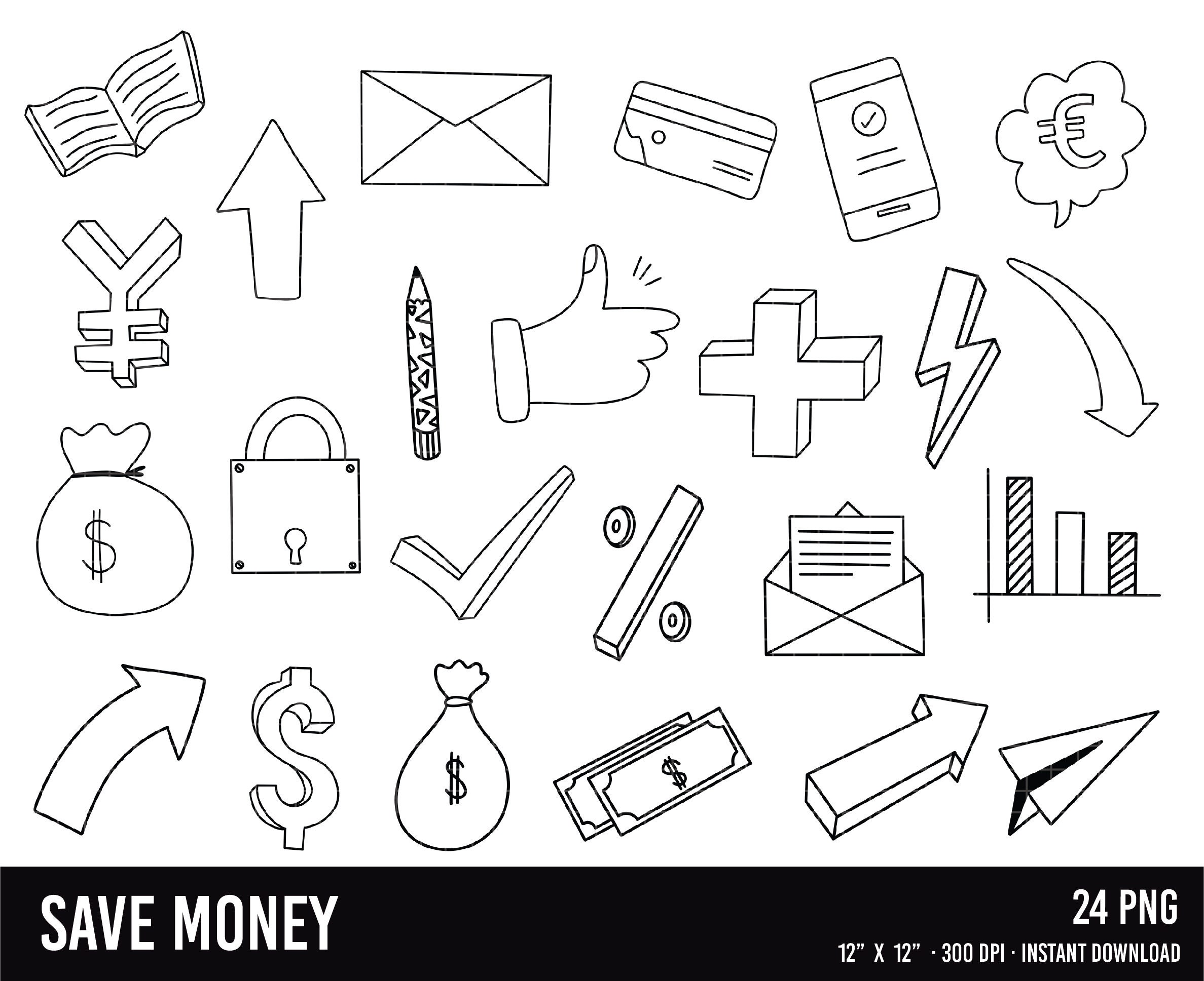 Cod86-money Clipart/finances Clipart/hand Drawn Cliparts/commercial Use ...