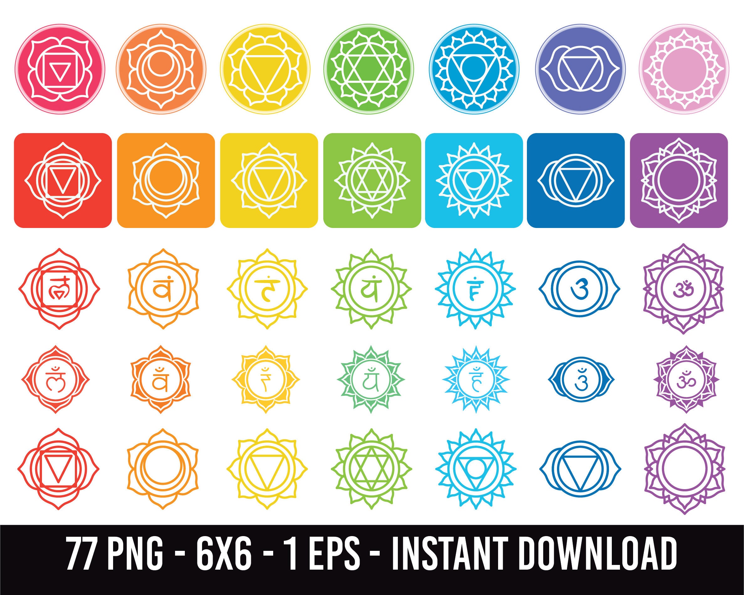COD87-Chakra Symbole Clipart/Chakren PNG Icon Pack - Etsy.de