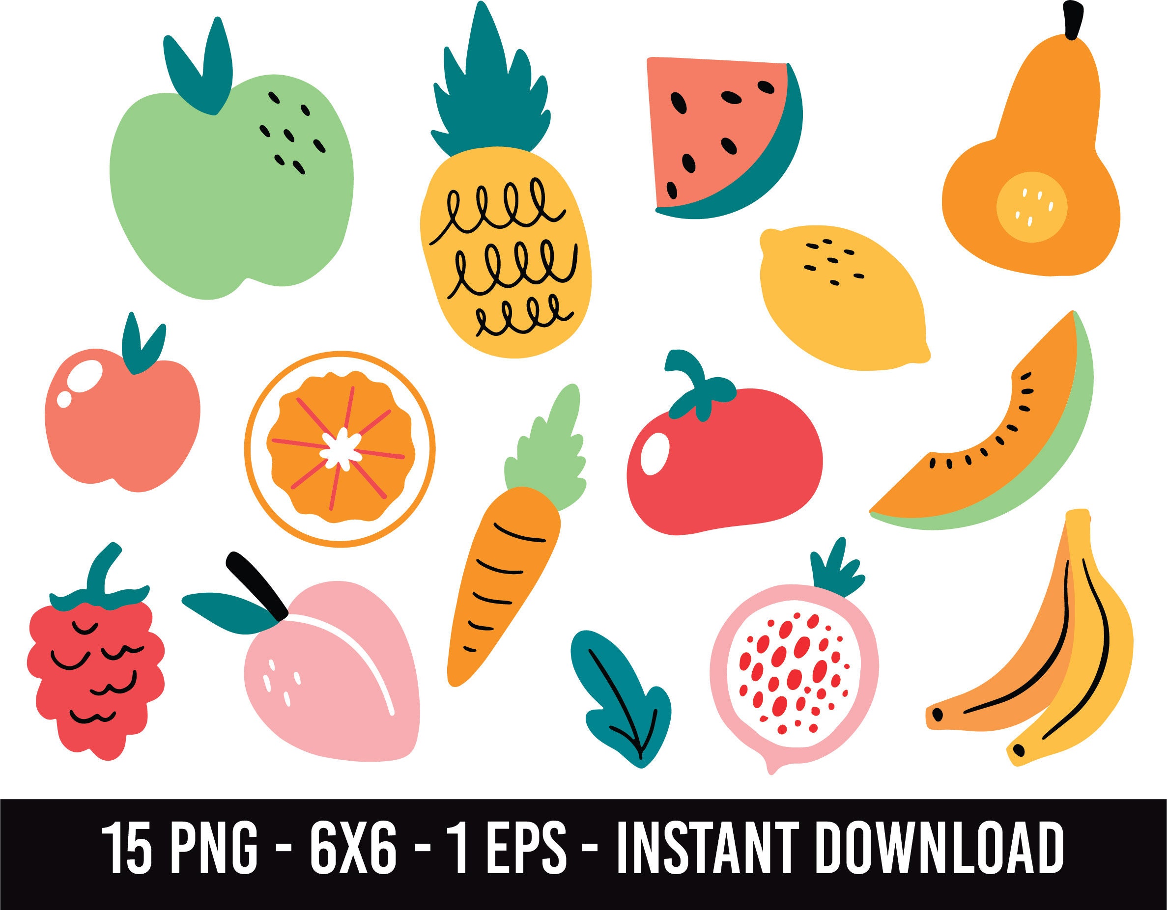 COD98 Summer Fruit Clipart/summer Time /fruit Clipart/stickers Clipart ...