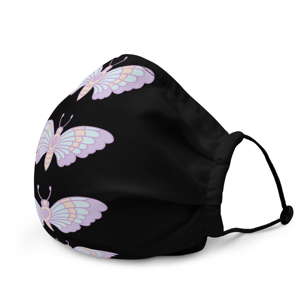 Pastel Goth Moths Face Mask, Cute Face Mask, Moths, Cute Moth Face ...