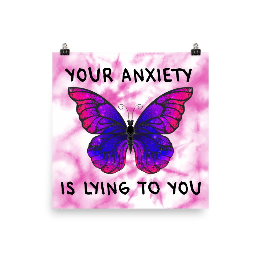 Tie-dye Butterfly Anxiety Mental Health Art Print Posters Wall Decor ...