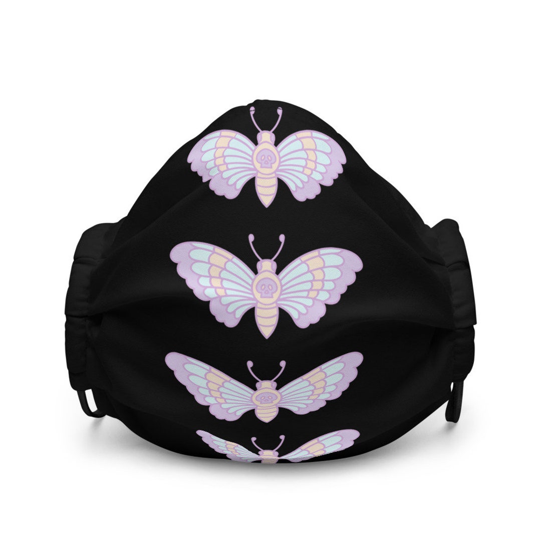 Pastel Goth Moths Face Mask, Cute Face Mask, Moths, Cute Moth Face ...