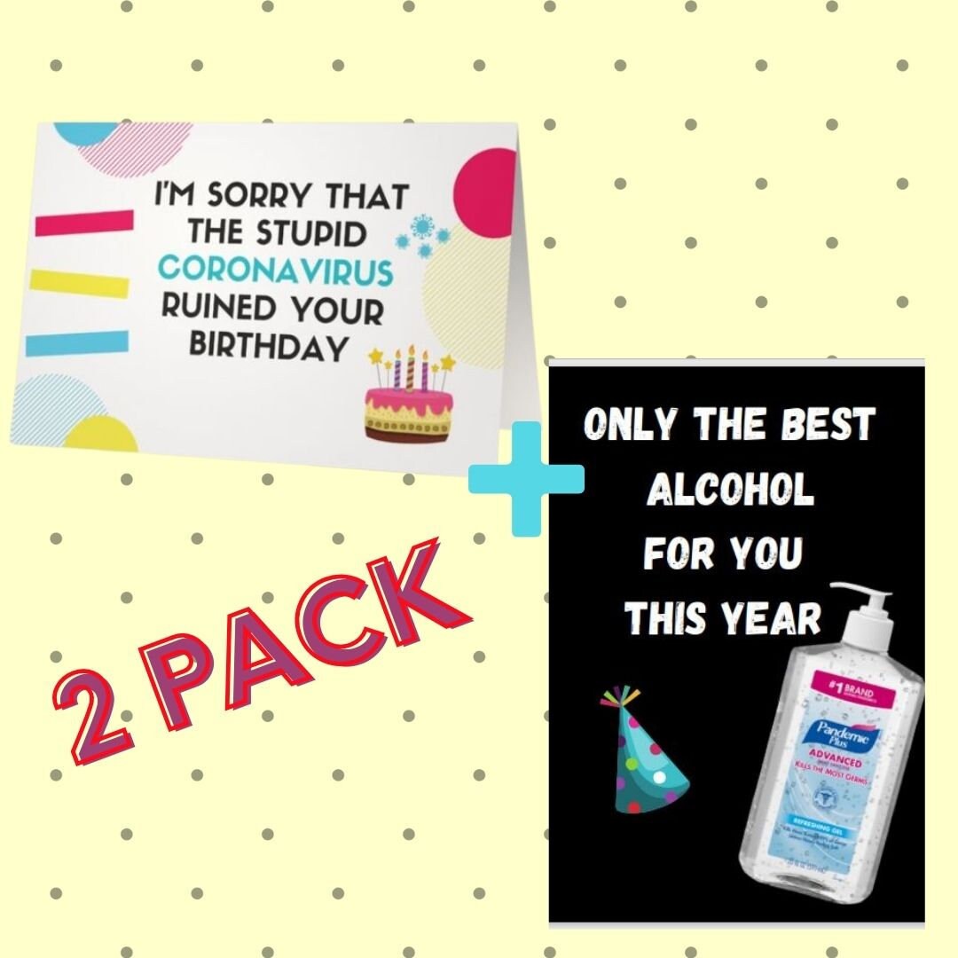 Funny Quarantine Birthday Cards 2 Pack of Pandemic Birthday - Etsy