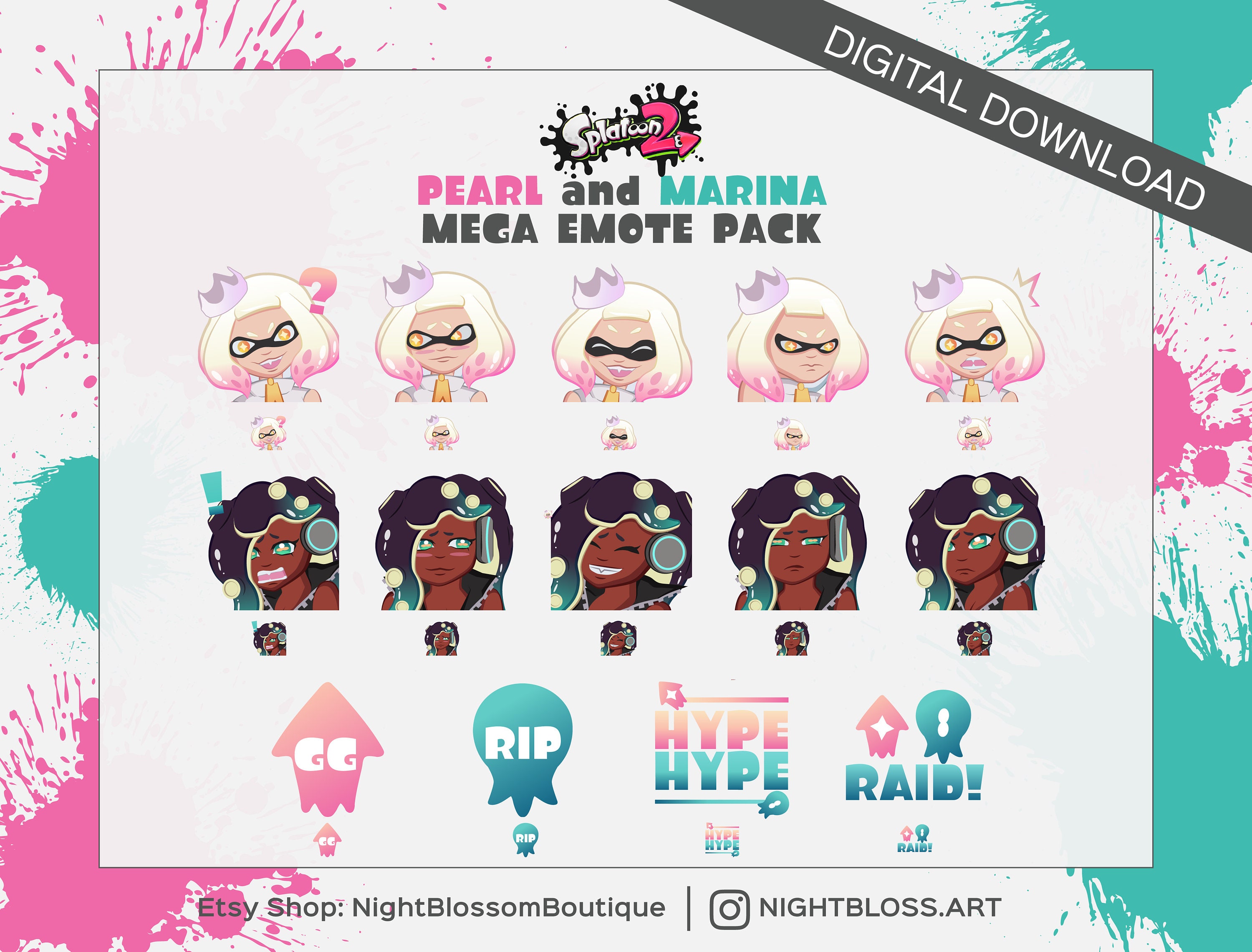 Splatoon Emotes twitch emotes discord emotes video games | Etsy