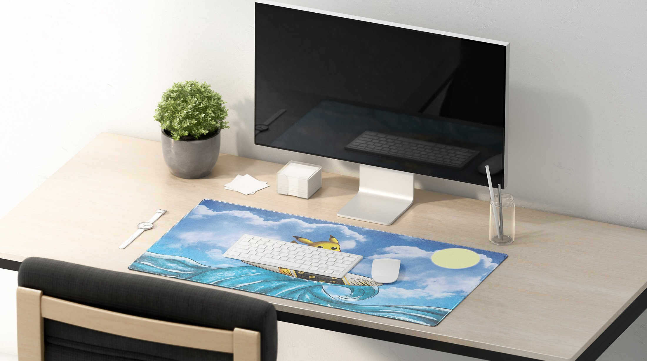 Surfing Pikachu Pokemon Playmat Desk Mat Computer Desk Mat Office Mat ...