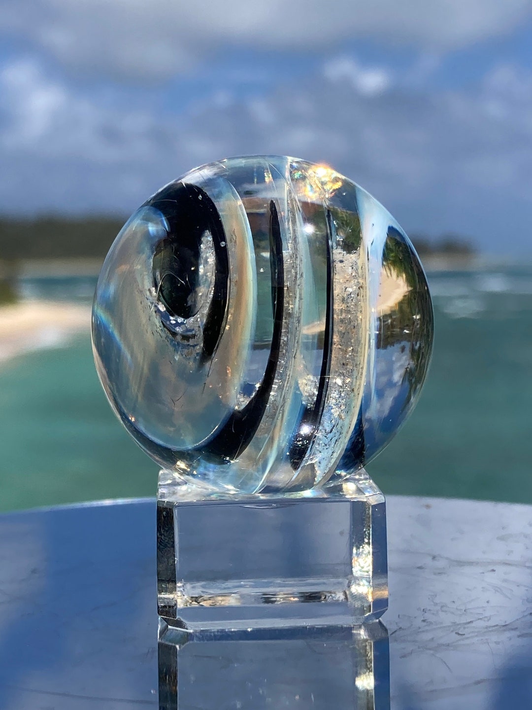 Cremated Ashes in Glass Sun Catcher opaque/solid Black & Milky Way ...