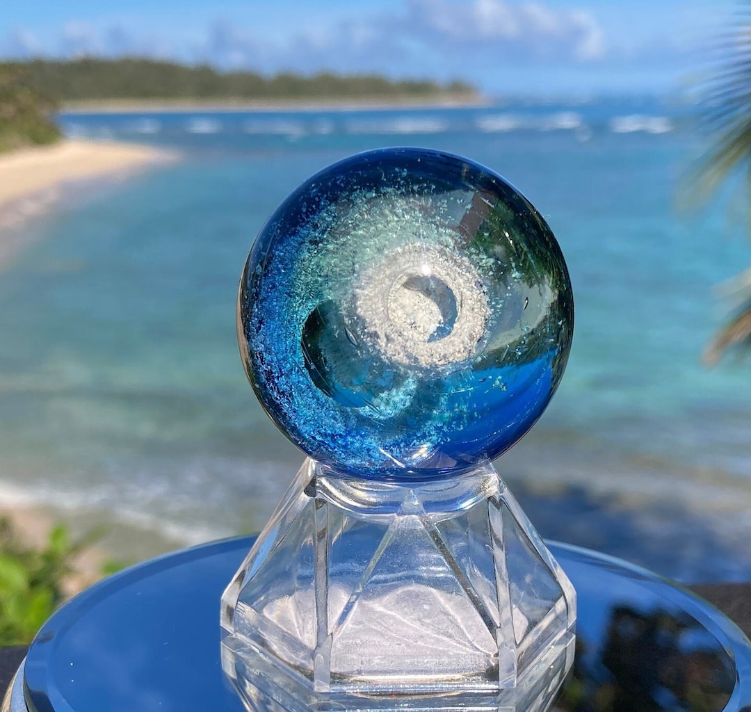 Memorial Sun Catcher, Cremation Ash in Glass, (cobalt Blue #4/emerald ...