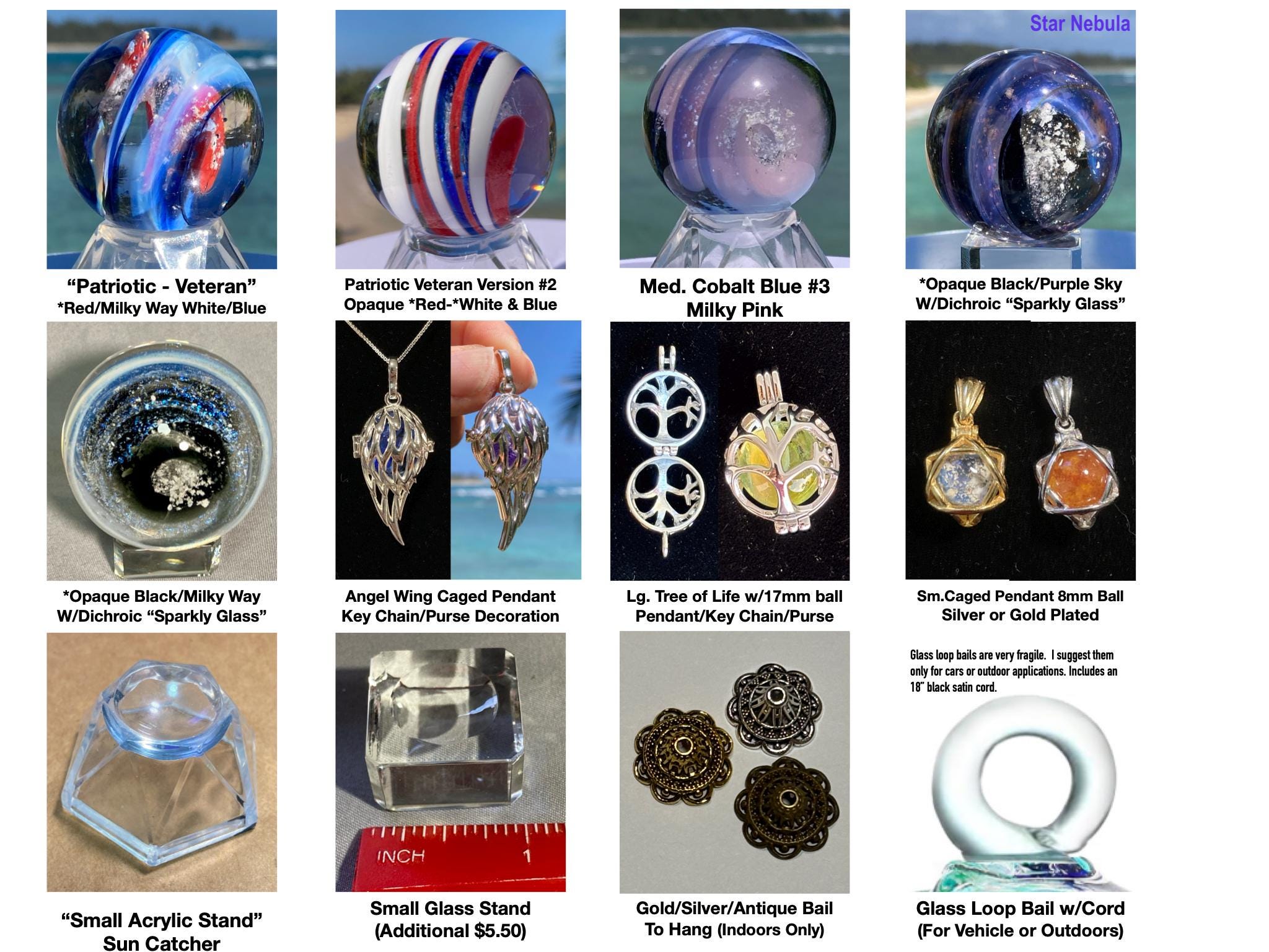 Sun Catcher COLOR CHARTS for Cremated Ashes in Glass (7 Different Color ...