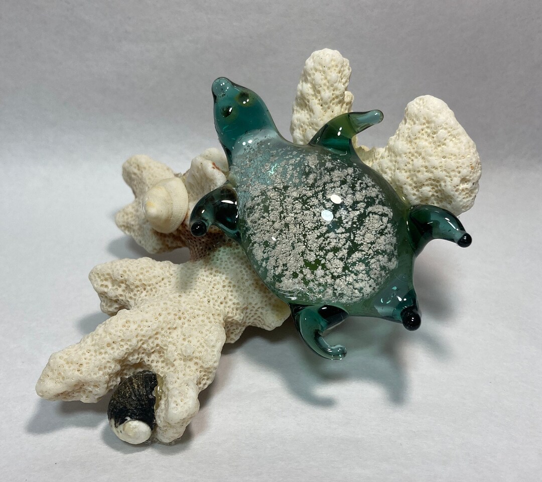 Memorial Ashes in Glass Sea Turtle Cremation Ashes. Custom Glass Made ...